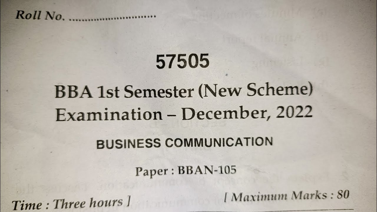 BBA 1 sem Business Communication Question Paper - YouTube