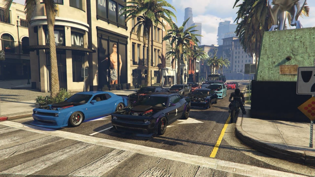 10 HELLCATS WITH NO HOOD TAKEOVER THE STREETS… #gta #live #fivem # ...