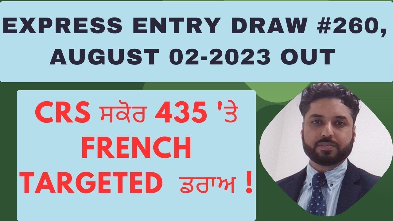 Express entry draw #260 -August 02-2023 out for French language ...