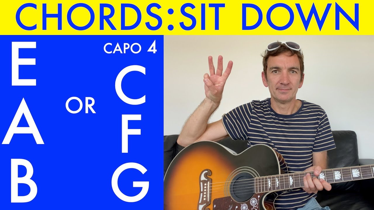 How to play Sit Down chords (By James) on acoustic guitar (Song with 3 ...