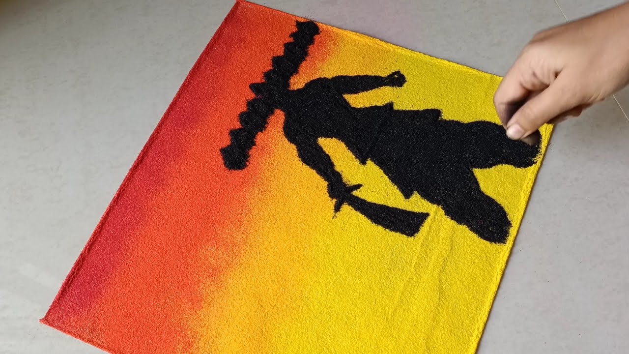 Ravan dahan rangoli | dussehra Rangoli | विजयादशमी रांगोळी | Navratri ...