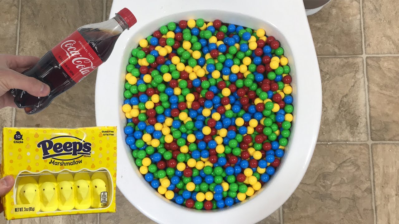 Will it Flush? - Bag of M&Ms, Peeps, Mountain Dew, Coca Cola, Diet Coke ...