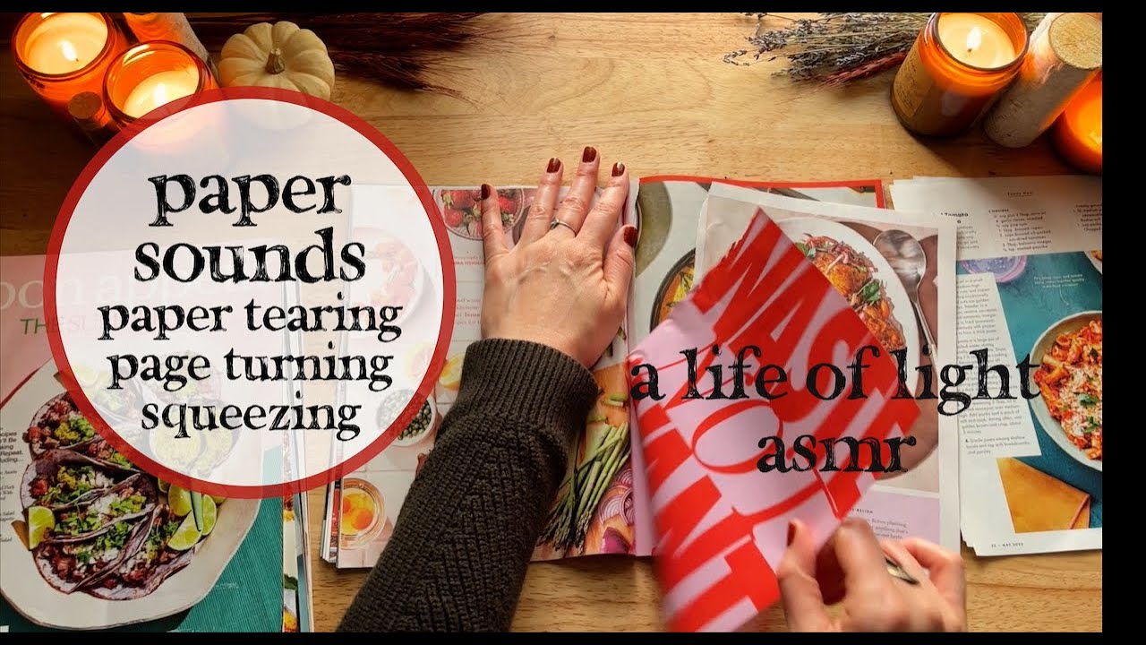 asmr page turning and paper tearing with squeezing and crinkles ...