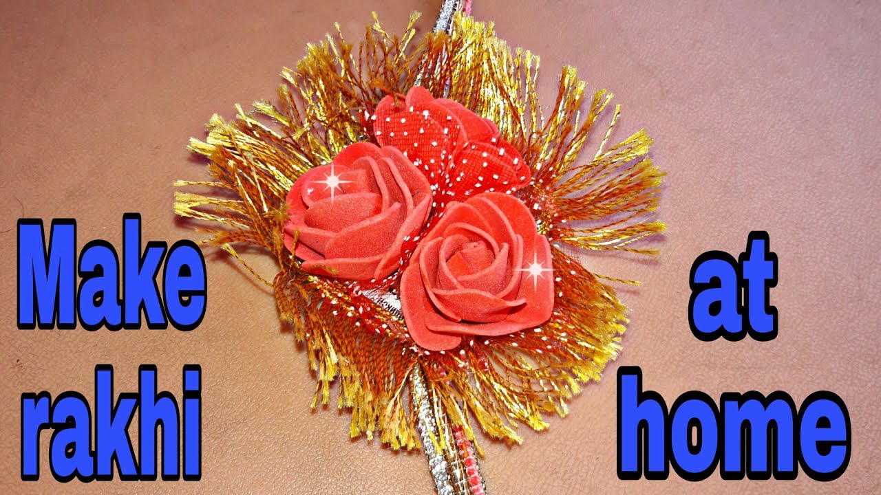 How to make a easy rakhi at home/make a beautiful flower rakhi at home ...