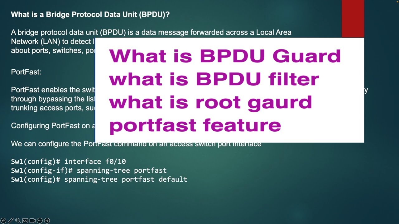 STP features: port-fast, BPDU GUARD, BPDU filter, root Guard | CCNA day ...
