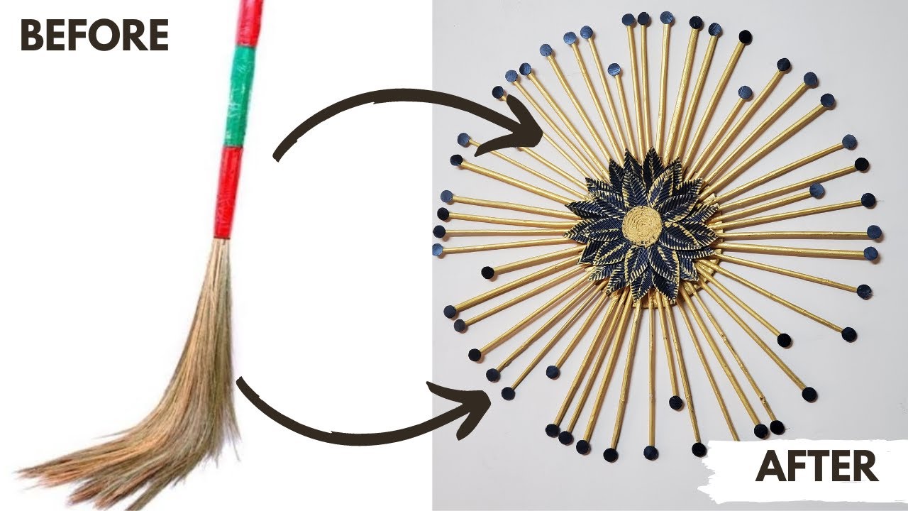 ফুলের ঝাড়ু দিয়ে ওয়াল শোপিছ তৈরি | How to make beautiful wall craft ...