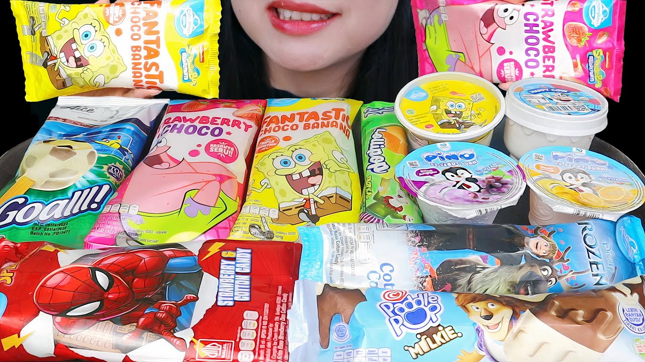 ASMR ES KRIM KARAKTER 😜 SPONGEBOB, PATRICK, SPIDERMAN, FROZEN, PADDLE ...