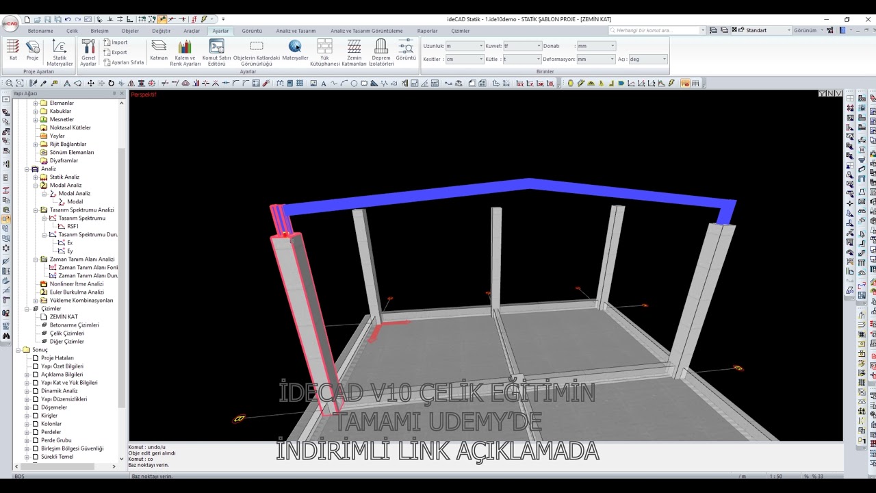 ideCAD v10 Çelik Eğitim Seti - ÖRNEK 1 - YouTube