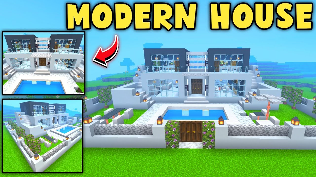 Minecraft Modern House Tutorial | Easy & Stylish Modern House Build in ...