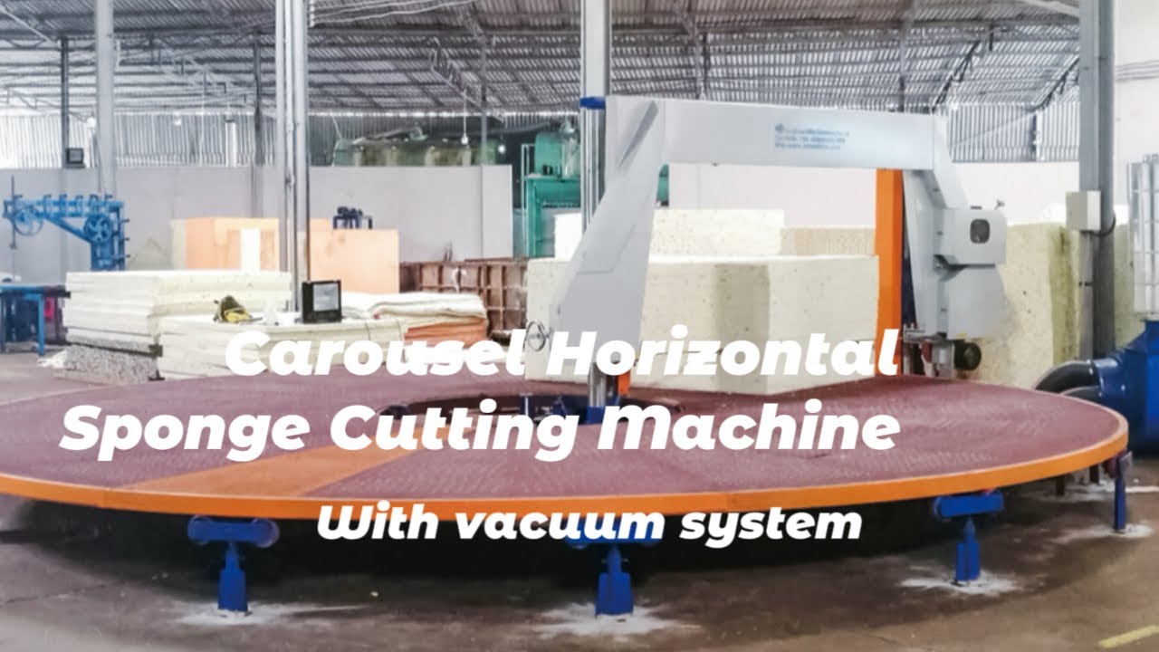 Carousel Horizontal Sponge Cutting Machine with Vacuum system - YouTube