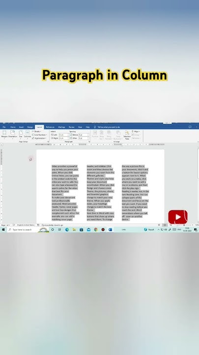 Converting Paragraph into Column in Ms-Word2016|Converting Text into Column in Word|Ms-Word2016 ...