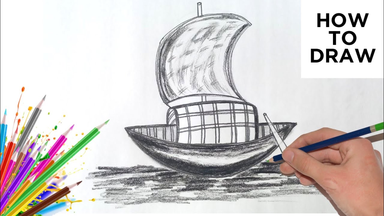 How to draw boat easy - Boat drawing easy step by step - YouTube