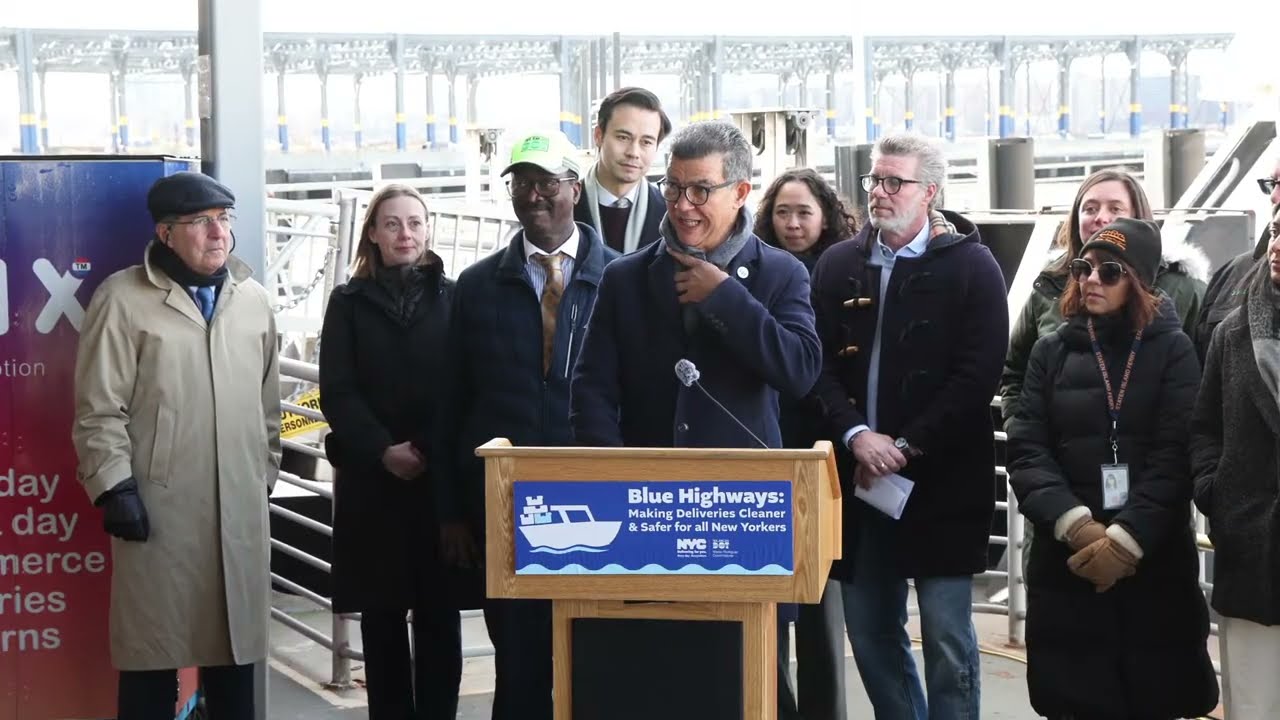 NYC DOT ANNOUNCES PIER 79 AS THE FIRST BOAT-BASED DELIVERY HUB - YouTube