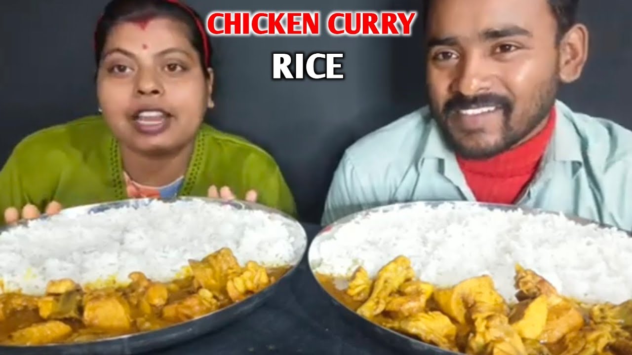 spicy chicken curry with rice eating challenge ...