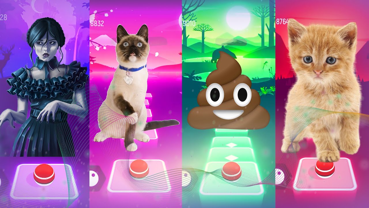 WEDNESDAY ADDAMS 💜 CAT 💜 POOP LMAO 💜 KITTY | BLOODY MARY SONG| Tiles ...