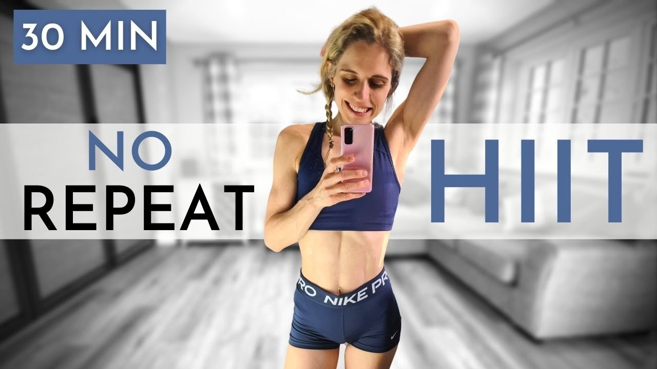30 MINUTE HIIT CARDIO WORKOUT AT HOME - NO EQUIPMENT - NO REPEAT ...
