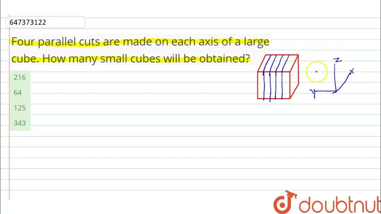 Four parallel cuts are made on each axis of a large cube. How many ...