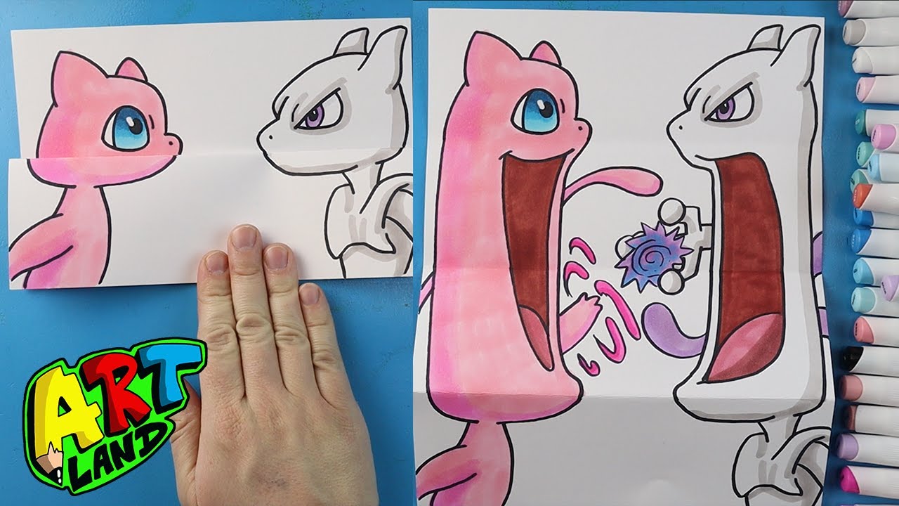 How to Draw Mew vs Mewtwo Folding Surprise - YouTube