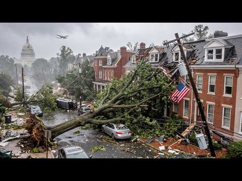 Massive Storm Hits Washington DC! Falling Trees Crush Cars and Block Roads, 150,000 Lose Power