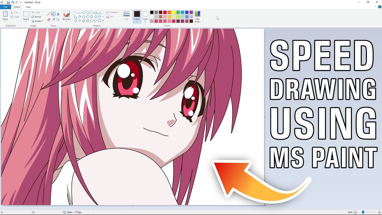 Speed Drawing of Beautiful Anime Girl on MS Paint | Speed Paint Anime ...