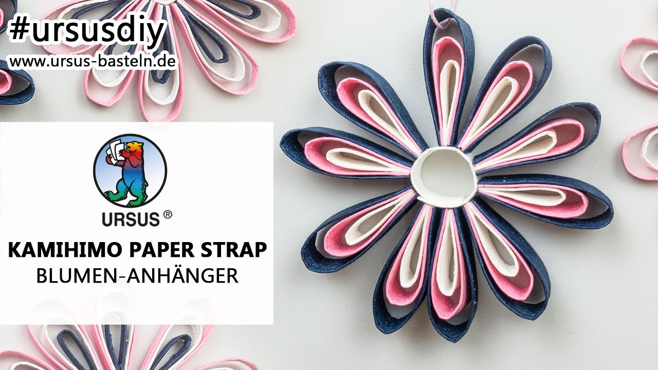 Wir flechten einen Blumenanhänger | Anleitung mit Kamihimo Paper Strap ...