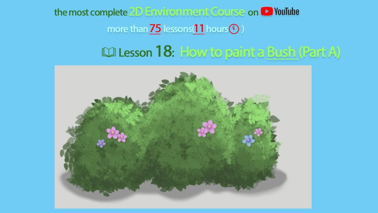 2D Game Art Tutorial 18(How to paint a Bush_A) - YouTube
