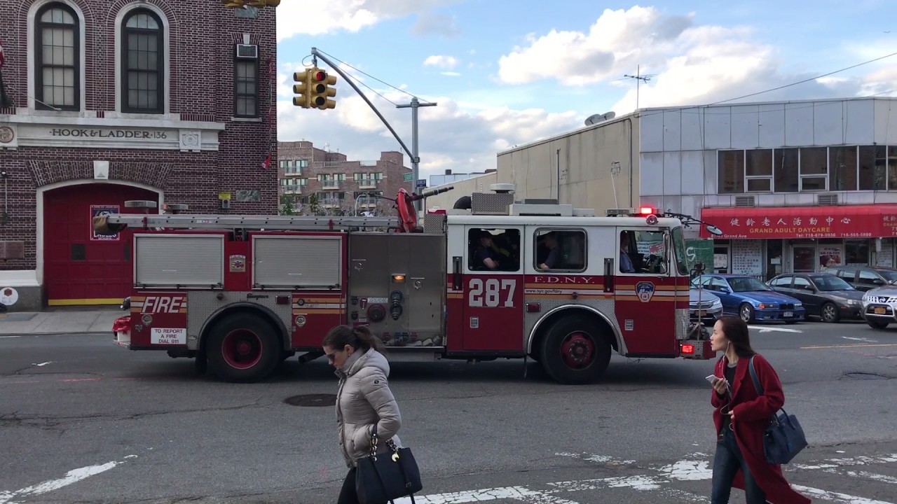 FDNY ENGINE 287 RESPONDING FROM QUARTERS IN THE ELMHURST AREA OF QUEENS ...