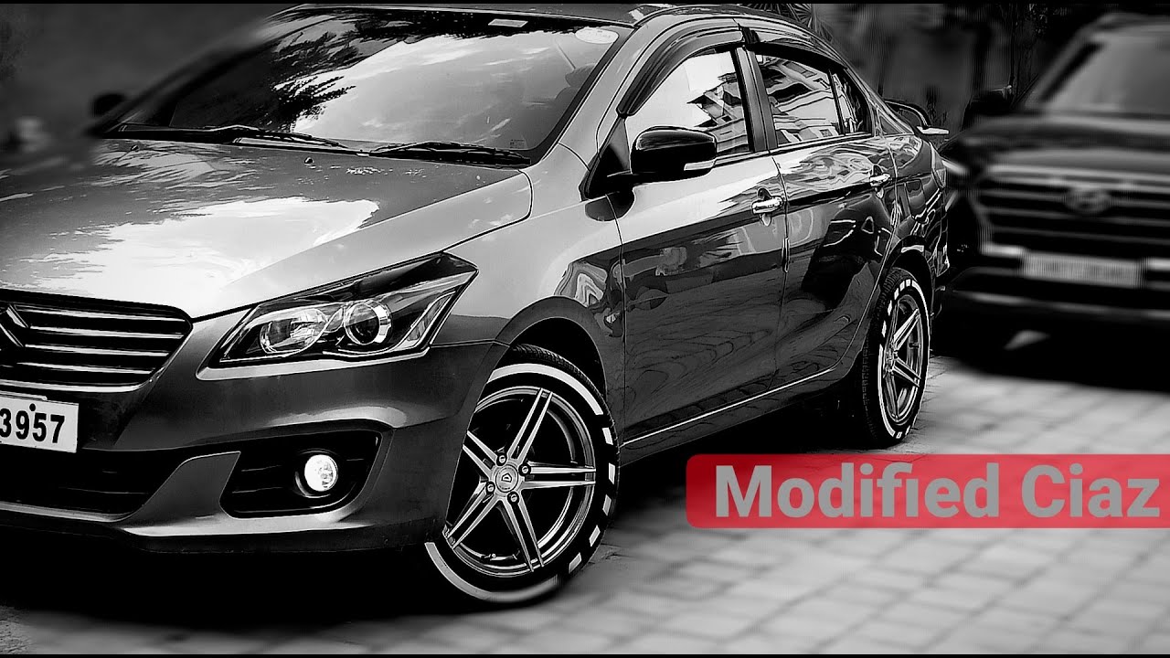 Modified Maruti Ciaz In CHANDIGHAR || Tyre stickers/Damping/Lights and ...