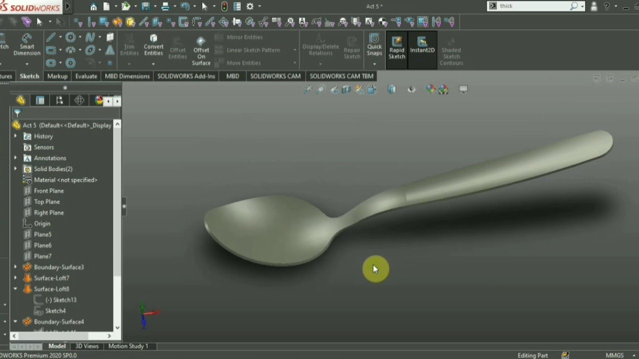Vlog #11: Activity 5 | 3D Spoon using Solidworks 2020 - YouTube