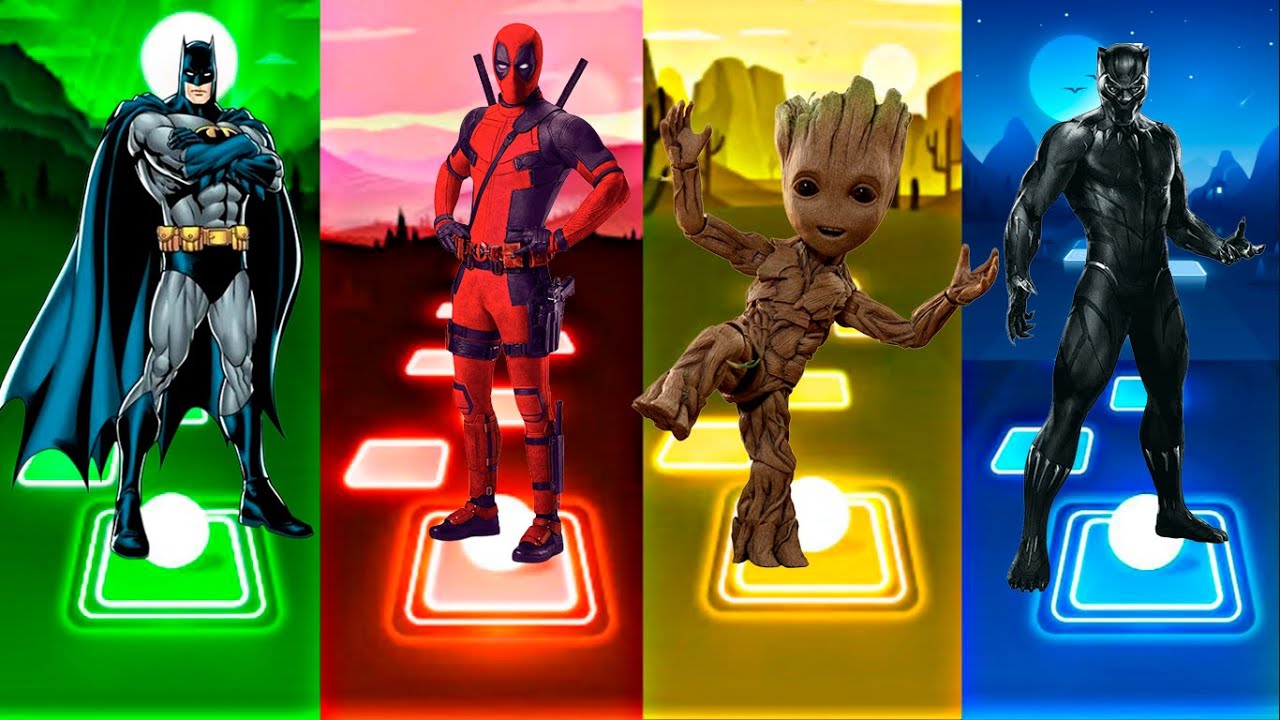 Batman VS Deadpool VS Groot VS Black Panther - Tiles Hop EDM Rush - YouTube