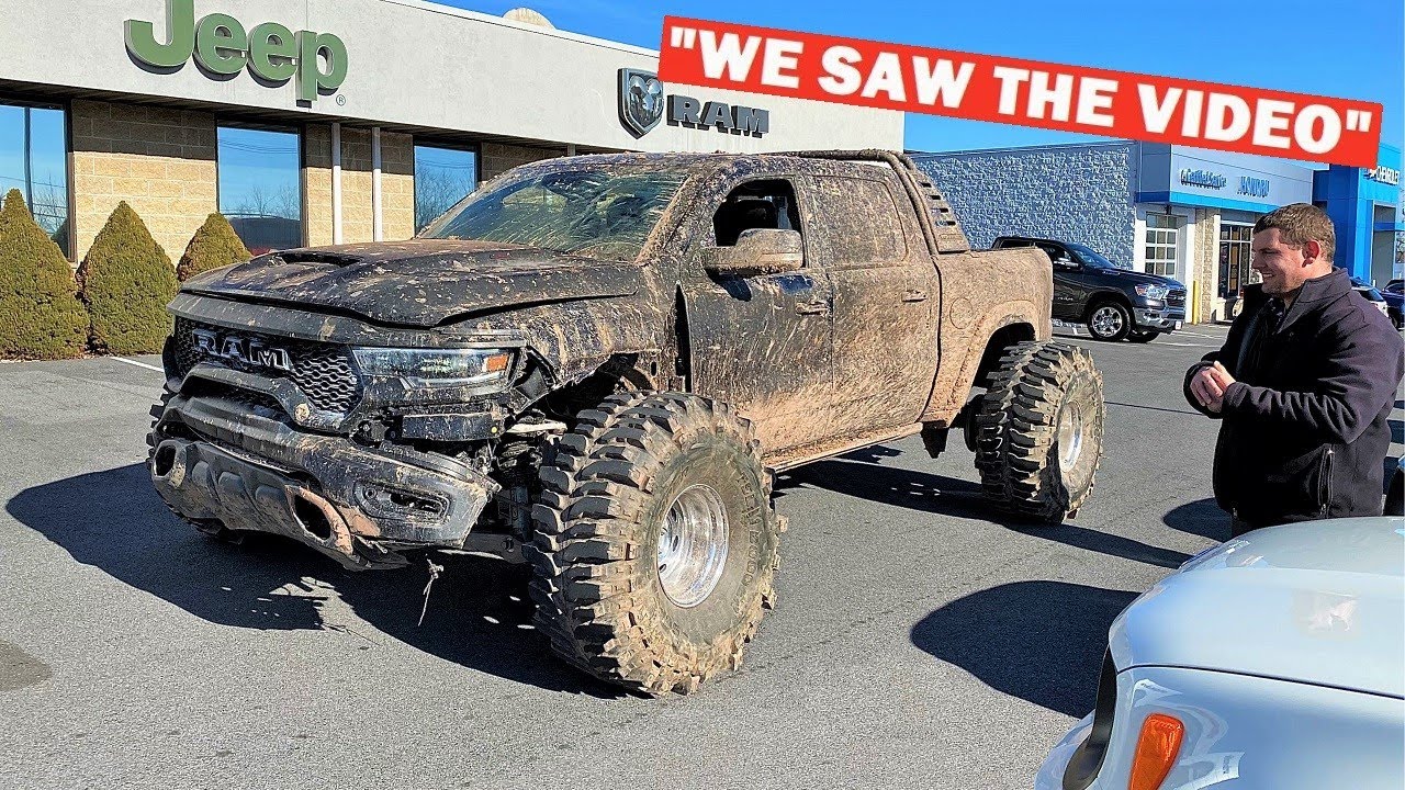 Driving My DESTROYED RAM TRX on 44's to a RAM Dealer and Asking Them to ...