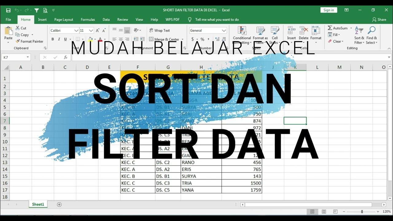 Cara Sort dan Filter Data di Excel - Tutorial Excel Pemula - YouTube