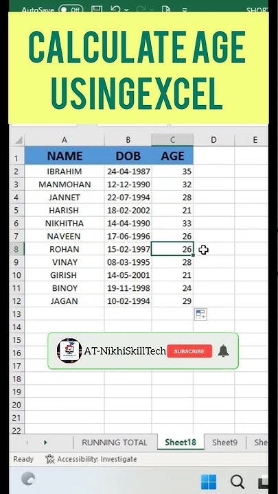 Excel Interview Questions | Quickly Calculate Age in Excel l #shorts #excel #exceltutorial # ...