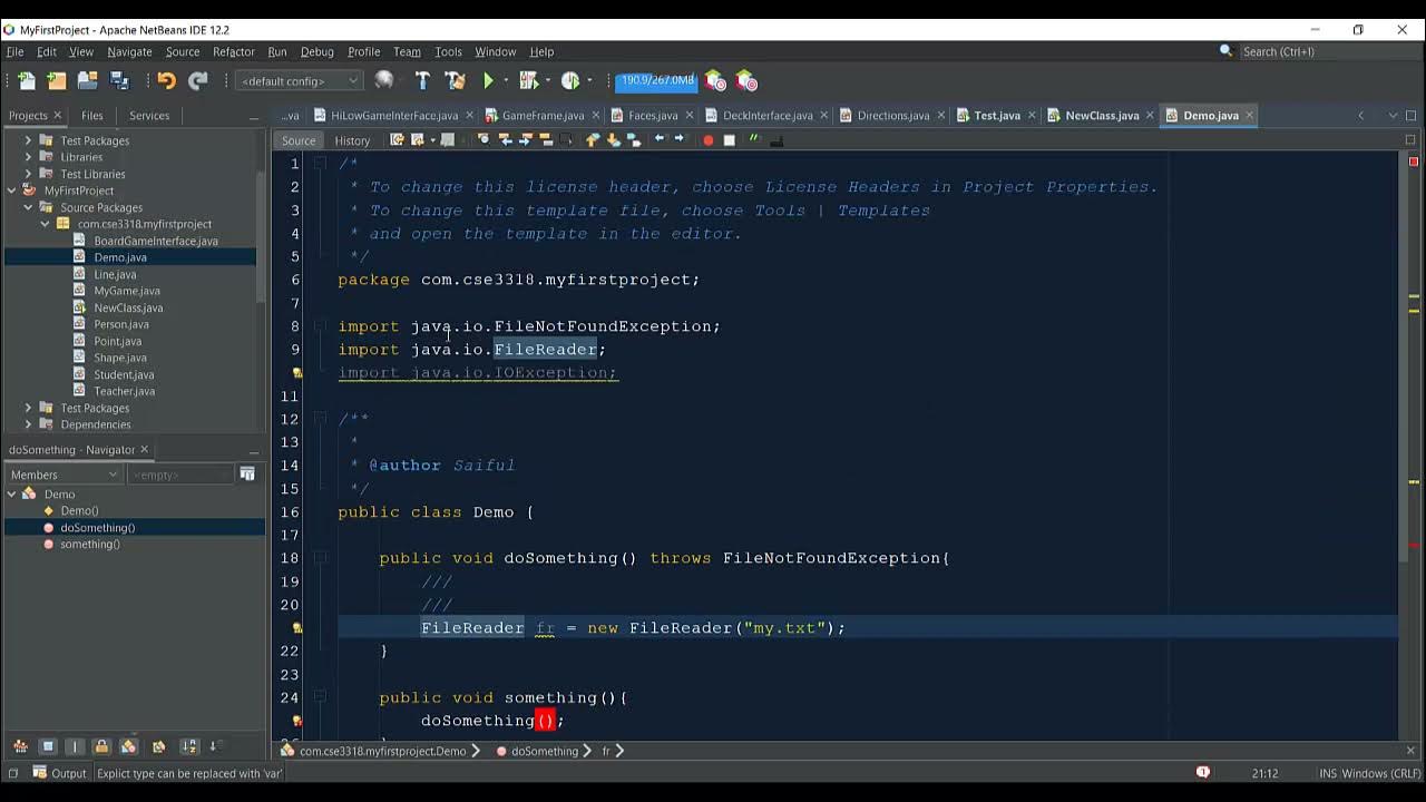 CSE-3317 Lecture-07-4 Exception Handling (throw-throws) - YouTube