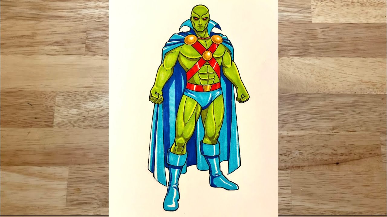 How to draw Martian Manhunter (full body) - YouTube