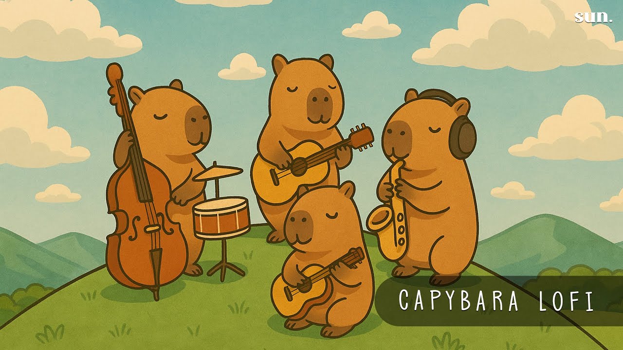 lofi chill beats with capybara band on a hill 🐾 | cozy music to study ...