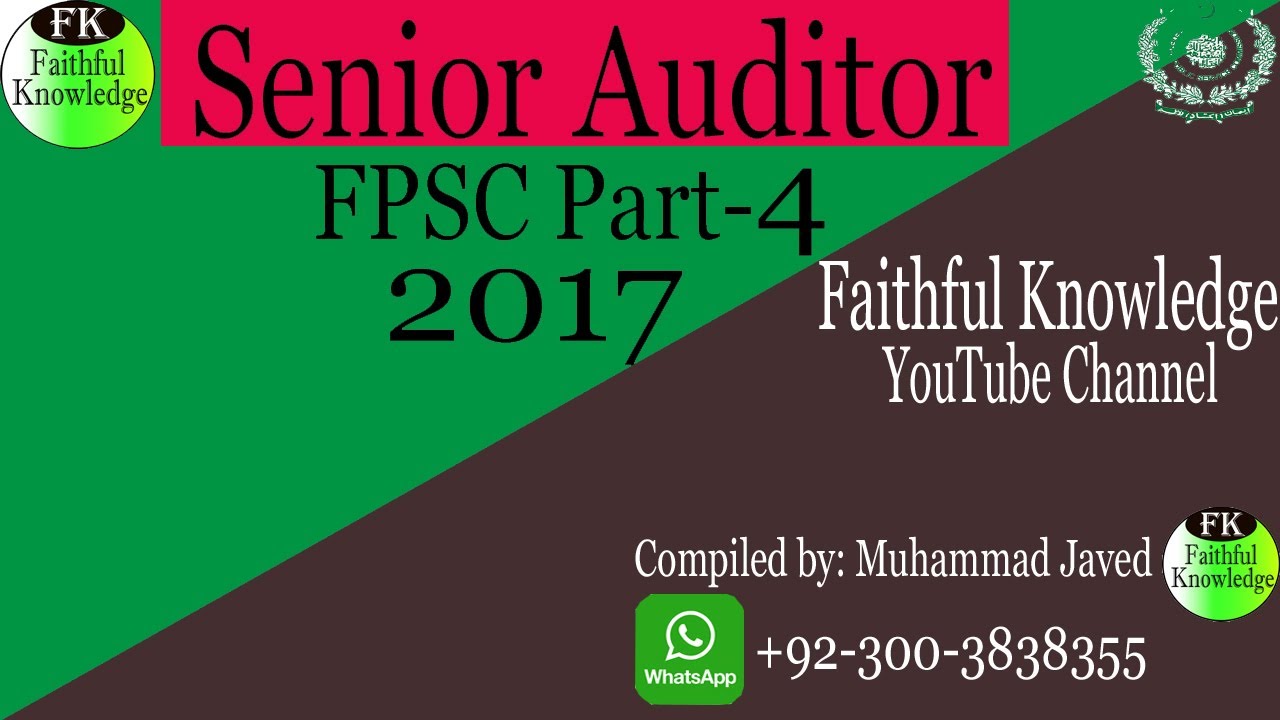Senior Auditor|Senior Auditor p-4|Senior Audit Officer|Auditor|Audit ...