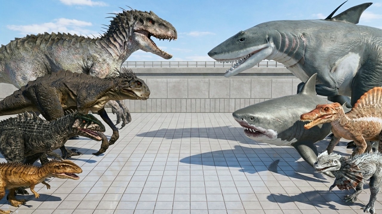 Indominus Rex Evolution vs Aqua Rex Evolution | Power Test | ARBS - YouTube