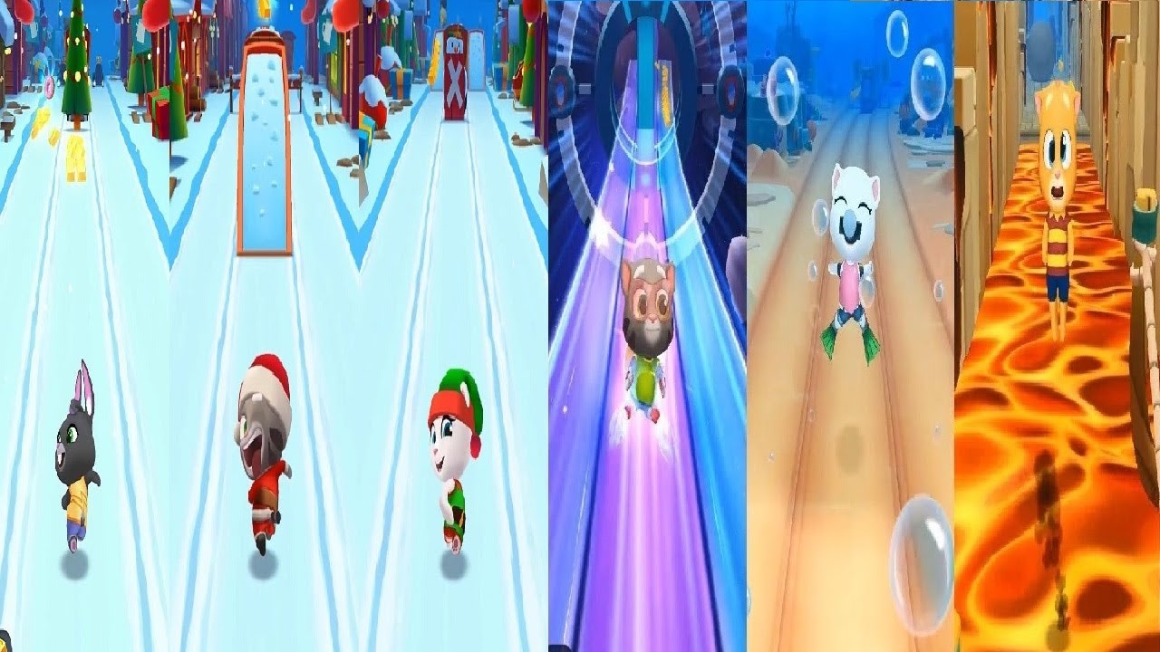 Talking Tom Gold Run Becca Santa Tom Elf Angela Christmas VS TOM Angela ...