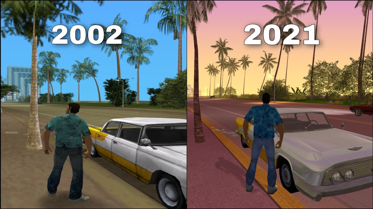 GTA Vice City 2002 vs 2024 Graphics 😱 Turn Old VC into HD Remaster ...