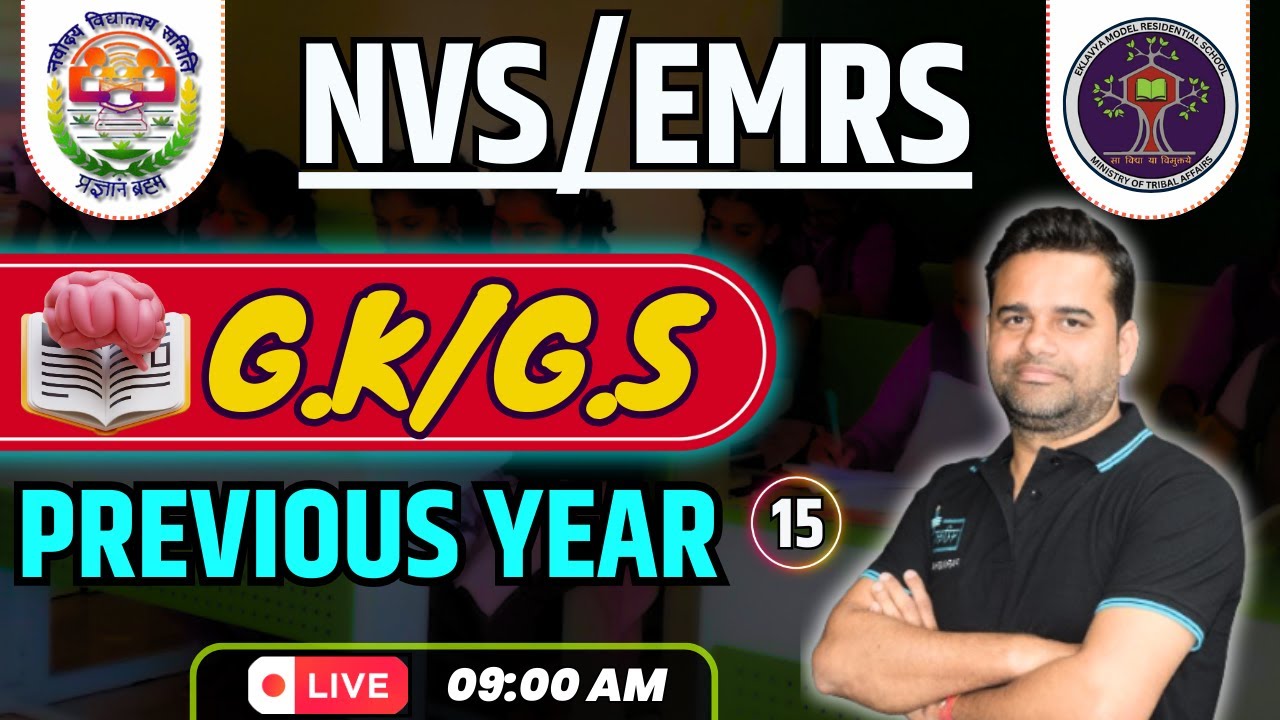 NVS EMRS G.K/G.S Previous Year MCQs 2024 Class 15 - YouTube