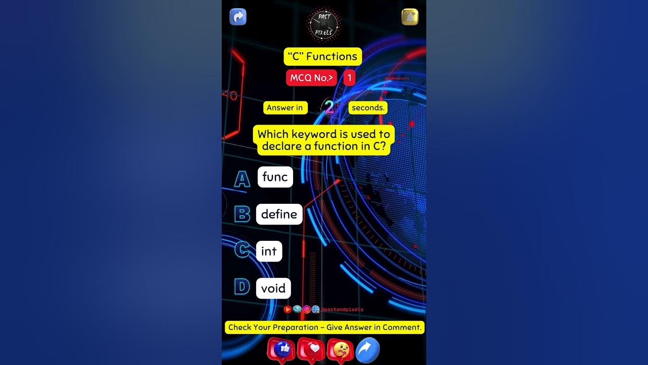 Functions in C MCQs 1/30 #pastandpixels #clanguage #upboardclass10 #upboard - YouTube