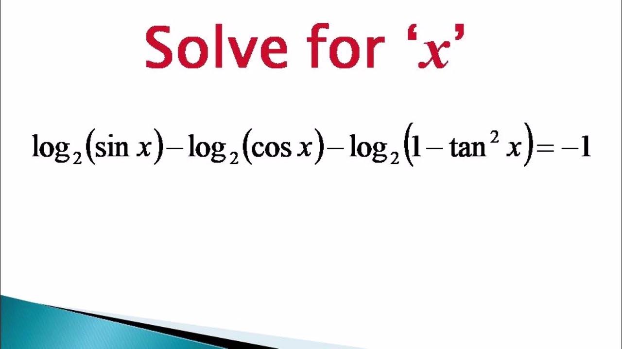 Solving a logarithmic trigonometric Equation - YouTube
