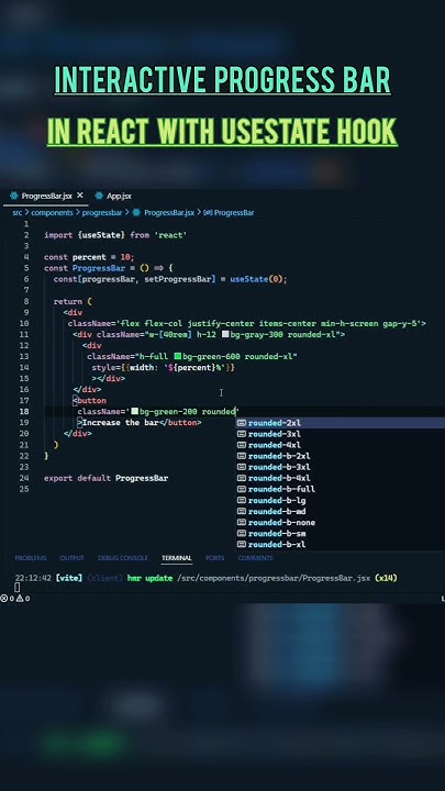 Build a Progress Bar in React with useState! 🚀 - YouTube
