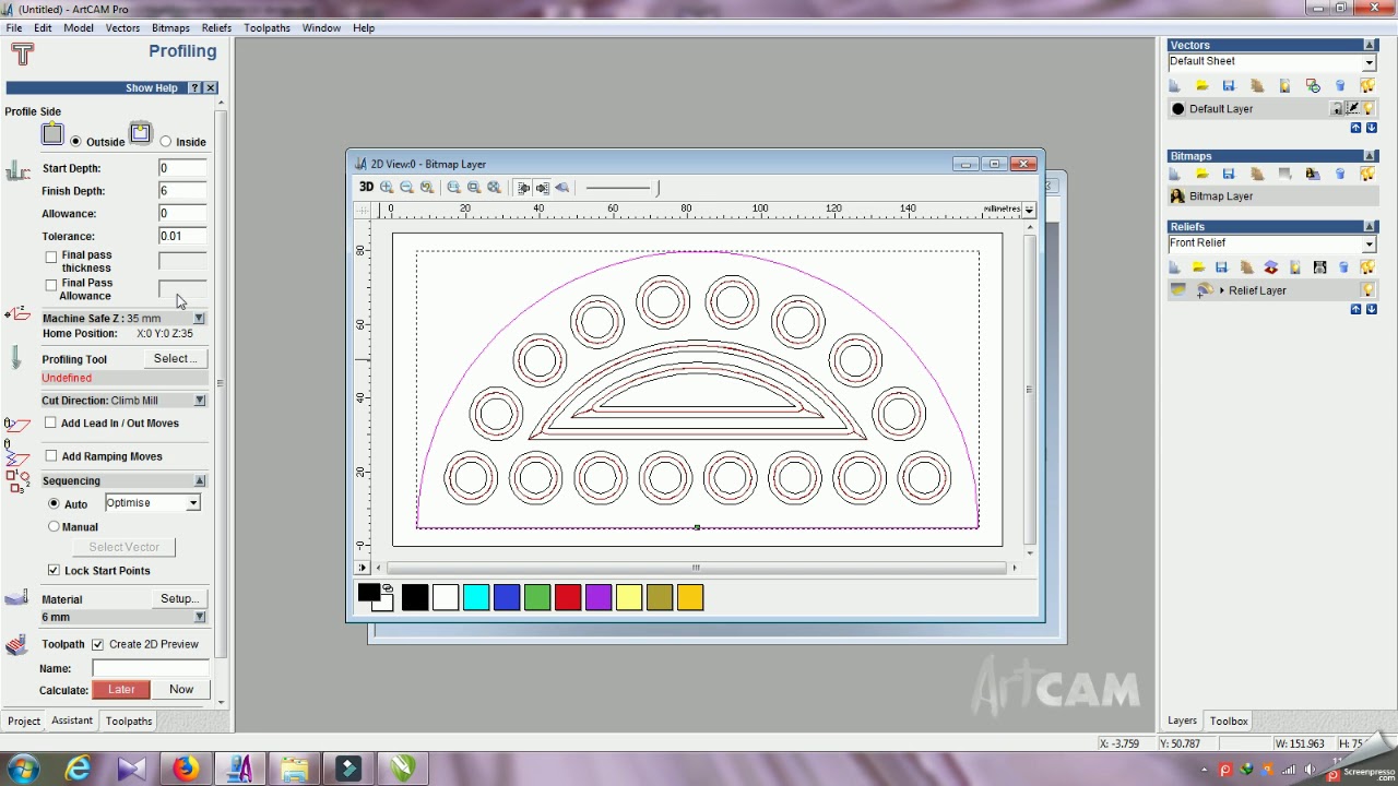 ARTCAM 2D V CURVING TUTORIAL 2 - YouTube