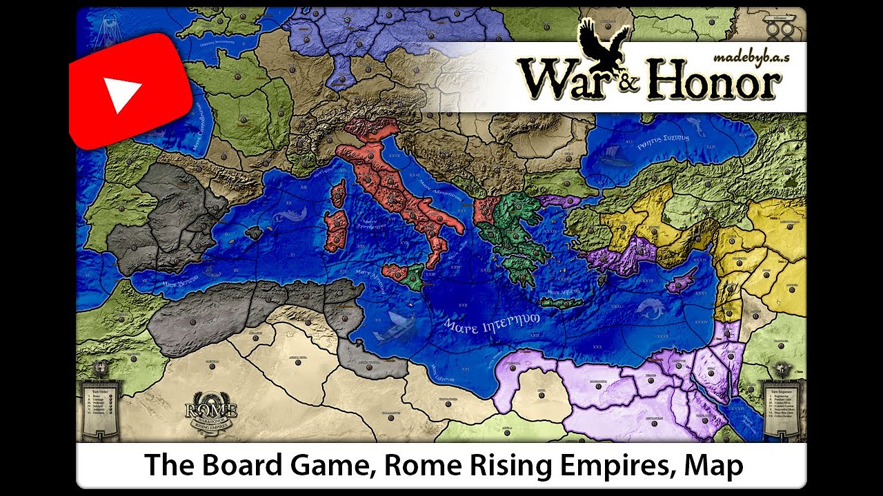 Rome Rising Empires board game Map wide. - YouTube