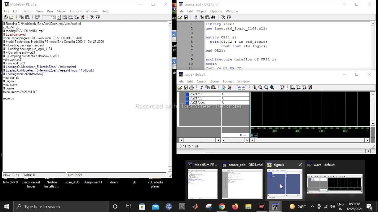 Design a OR gate using the VHDL code of dataflow modelling Style - YouTube