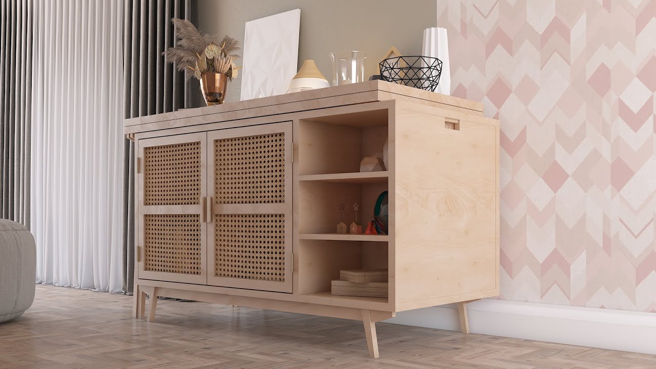 Living room sideboard foldable table and chairs | Animation - YouTube