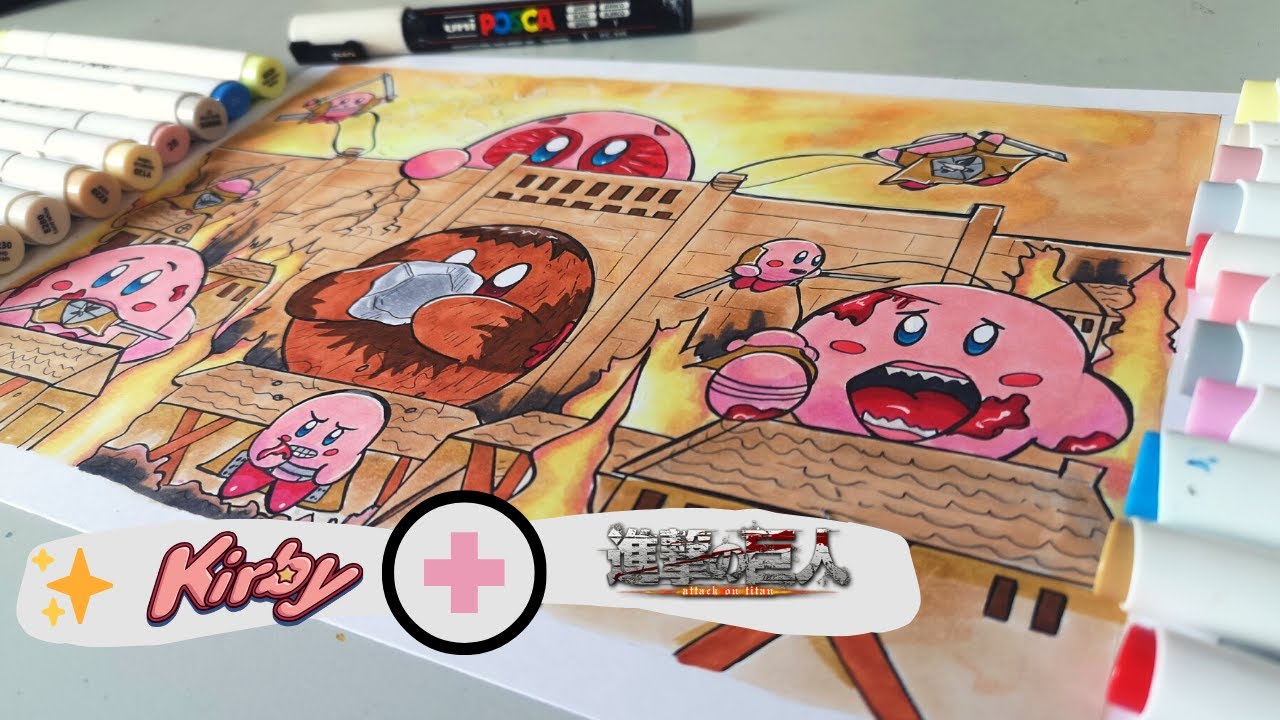 DESSIN KIRBY VERSION ATTAQUE DES TITANS !! SNK - SPEED DRAWING - YouTube