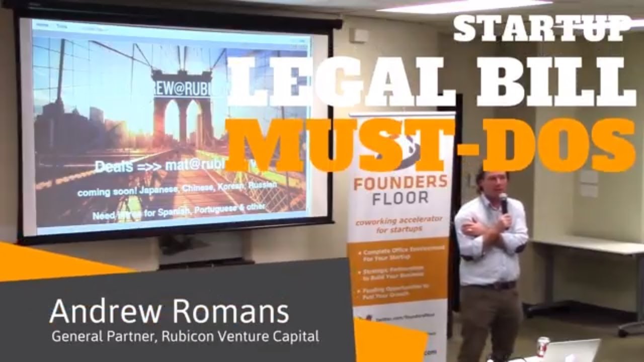 Startup Legal Bill Must-Dos - Andrew Romans - YouTube